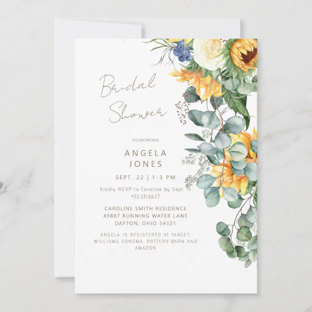 Elegant Sunflower Tuscan Bridal Shower Invitation | Zazzle
