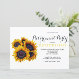 Elegant Sunflowers Bouquet Retirement Party Invitation | Zazzle