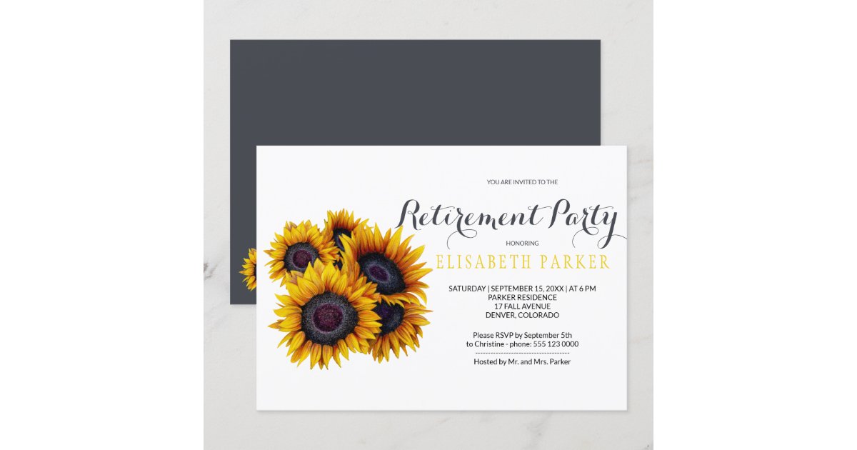 Elegant Sunflowers Bouquet Retirement Party Invitation | Zazzle
