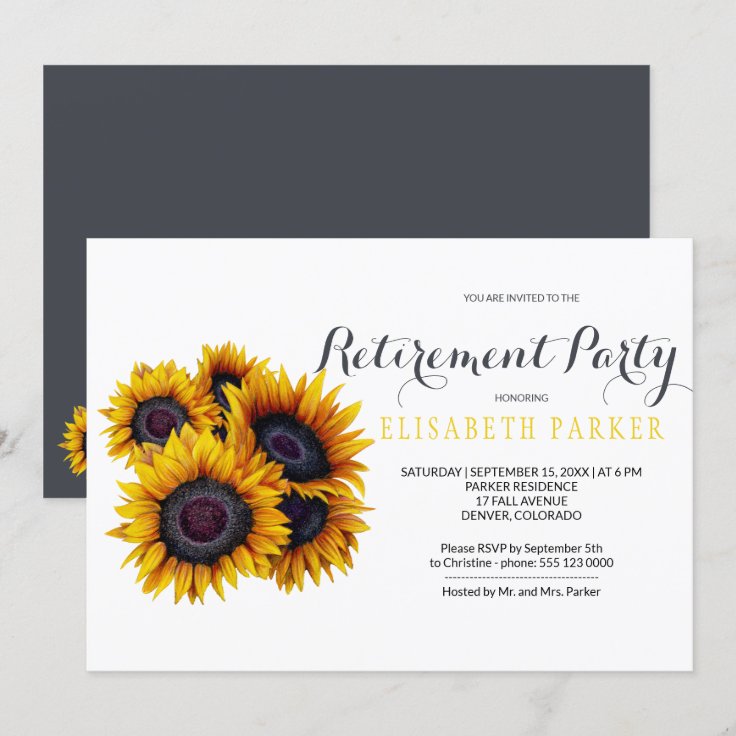 Elegant Sunflowers Bouquet Retirement Party Invitation | Zazzle