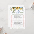 Elegant Sunflowers Bridal Shower Game Card | Zazzle