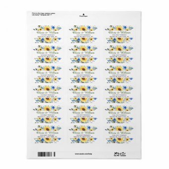 Elegant Sunflowers Eucalyptus Greenery Address Label | Zazzle