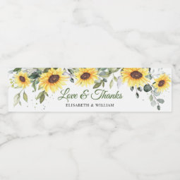 Elegant Sunflowers Eucalyptus Watercolor Greenery Water Bottle Label ...