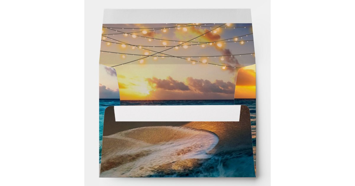 Elegant Sunset Beach Summer Wedding Envelope | Zazzle