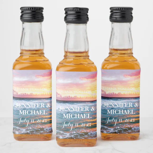 Elegant Sunset Beach Tropical Summer Elegant Liquor Bottle Label | Zazzle