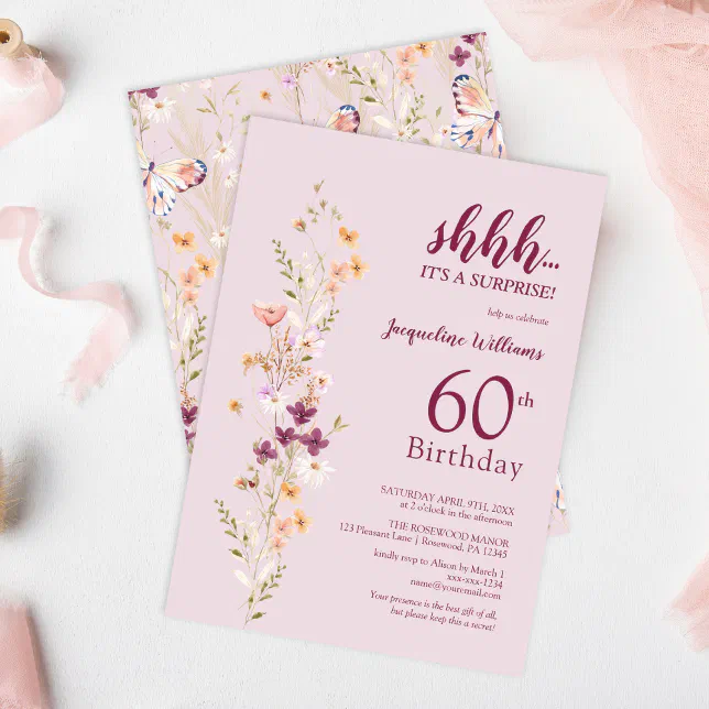 Elegant Surprise 60th Birthday Invitation | Zazzle