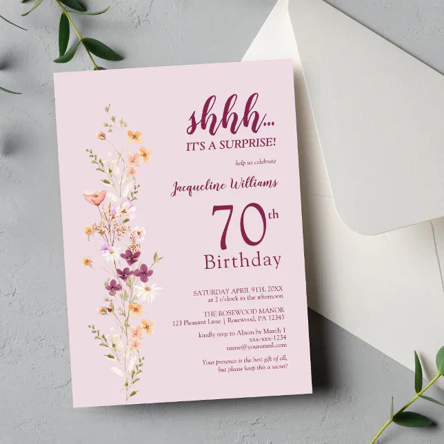 Elegant Surprise 70th Birthday Invitation | Zazzle