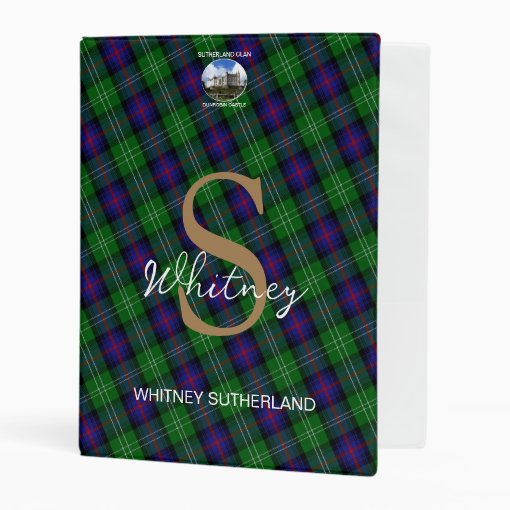 Elegant Sutherland Scottish Tartan Monogram Name Mini Binder | Zazzle