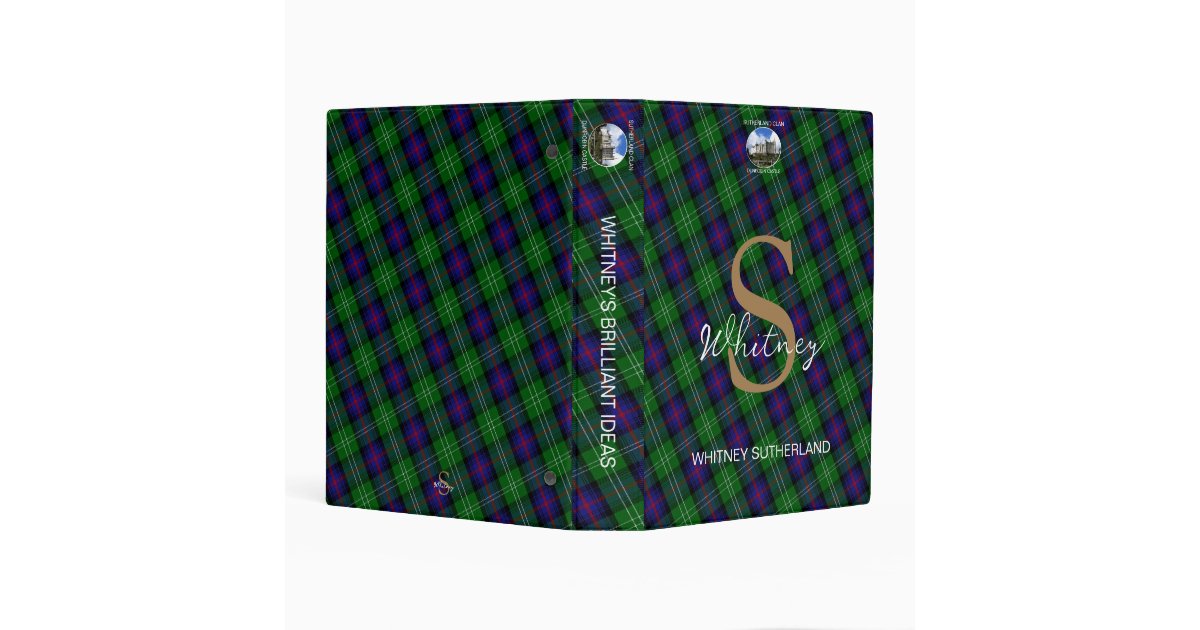 Elegant Sutherland Scottish Tartan Monogram Name Mini Binder | Zazzle