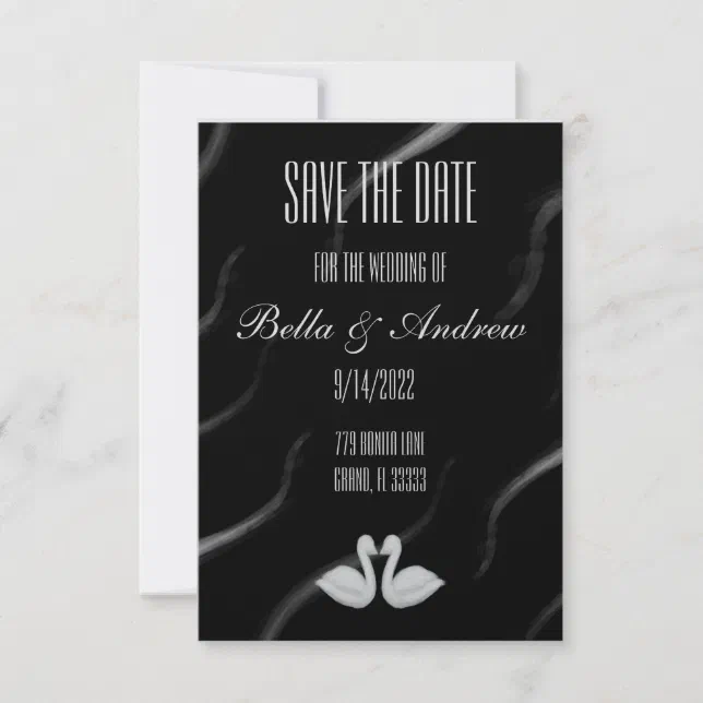 Elegant Swan Save the Date Card | Zazzle
