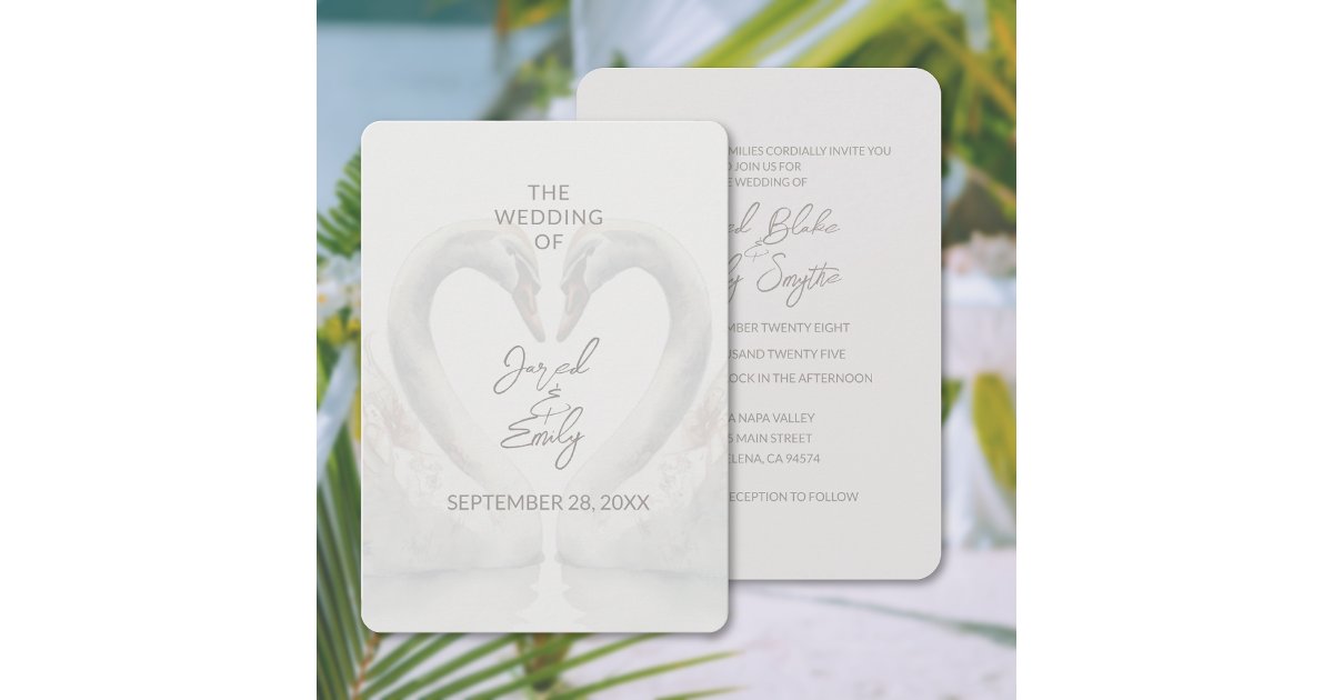 Elegant Swan Wedding Invitation | Zazzle