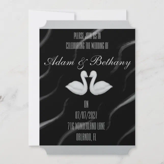 Elegant Swan Wedding Invitation | Zazzle