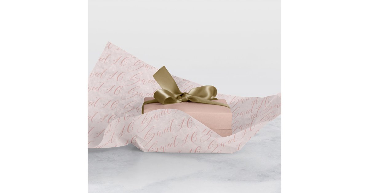 Elegant Sweet 16 Script Calligraphy Pattern Pink Tissue Paper | Zazzle