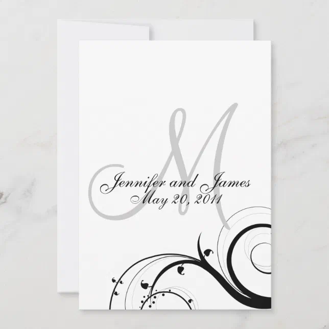 Elegant Swirl Monogram Wedding Invitation | Zazzle
