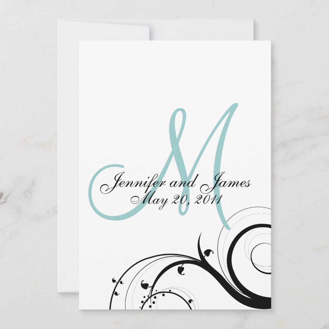 Elegant Swirl Monogram Wedding Invitation | Zazzle