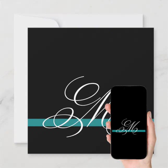 Elegant Swirl Monogram Wedding Invitations Jade | Zazzle