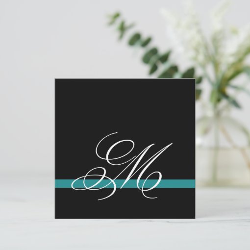 Elegant Swirl Monogram Wedding Invitations Jade | Zazzle