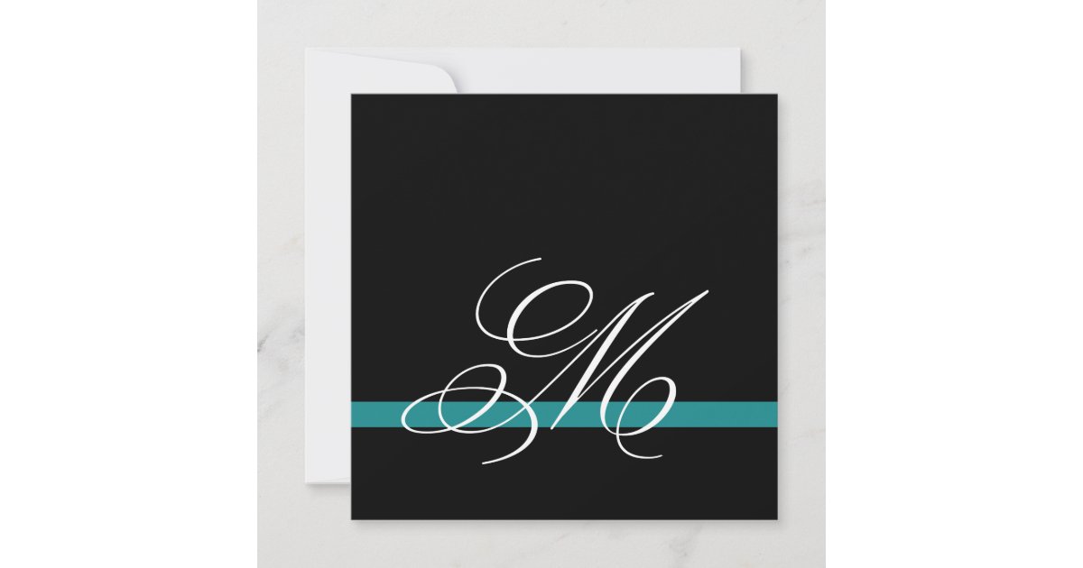 Elegant Swirl Monogram Wedding Invitations Jade | Zazzle