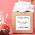 Elegant Swirl Wedding Square Sticker | Zazzle