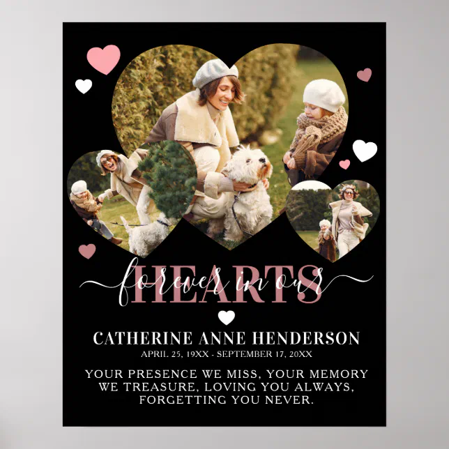 Elegant Sympathy Quote Heart Photos Memorial Poster | Zazzle
