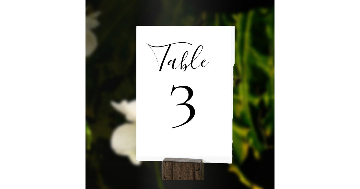 Elegant Table Number Black and White Wedding | Zazzle
