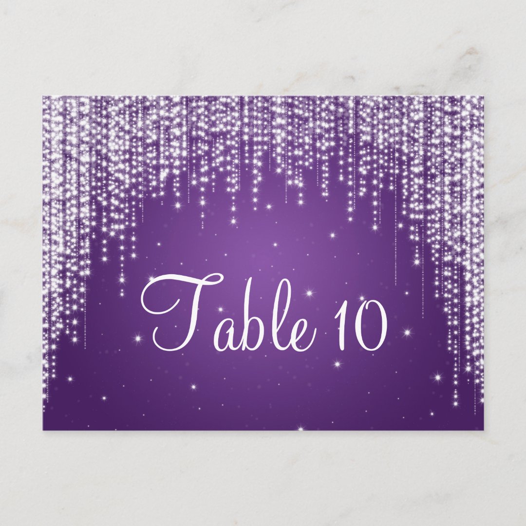 Elegant Table Number Night Dazzle Purple | Zazzle