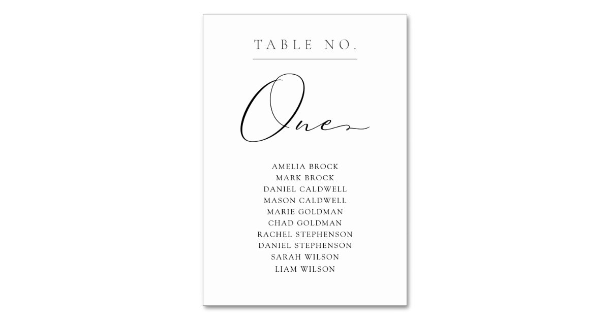 Elegant Table Number One Seating Chart | Zazzle