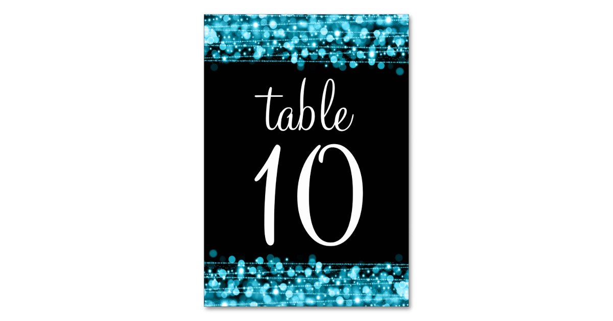 Elegant Table Number Party Sparkles Turquoise | Zazzle