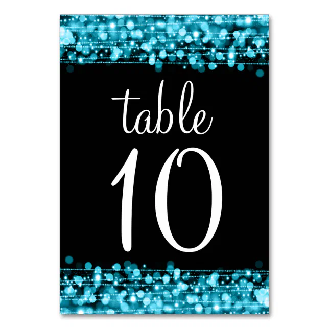 Elegant Table Number Party Sparkles Turquoise | Zazzle