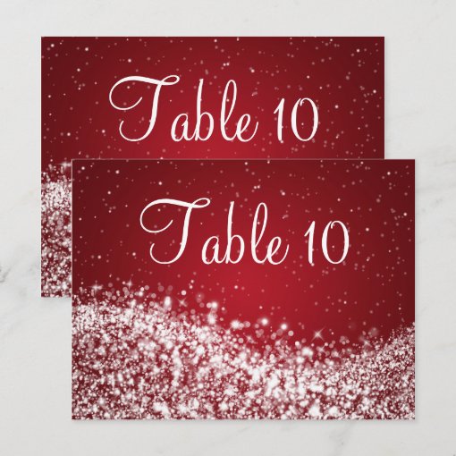 Elegant Table Number Sparkling Wave Red | Zazzle