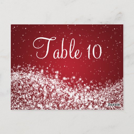 Elegant Table Number Sparkling Wave Red | Zazzle