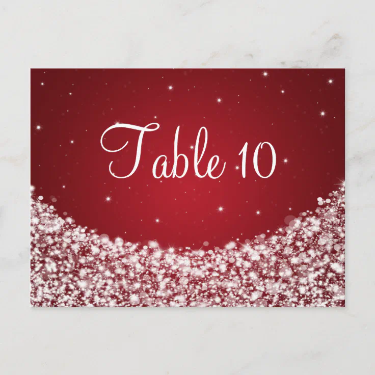 Elegant Table Number Star Sparkle Red | Zazzle