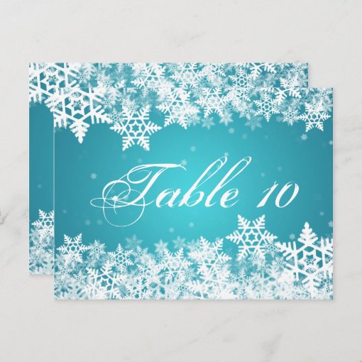 Elegant Table Number Winter Snowflakes Blue | Zazzle