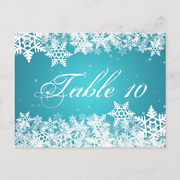 Elegant Table Number Winter Snowflakes Blue | Zazzle.com