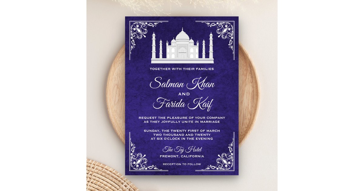 Elegant Taj Mahal Royal Purple Wedding Invitation | Zazzle