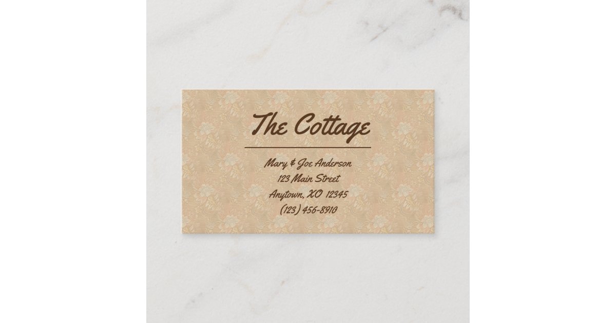 Elegant Tan & Beige Guest House Vacation Rental Business Card | Zazzle