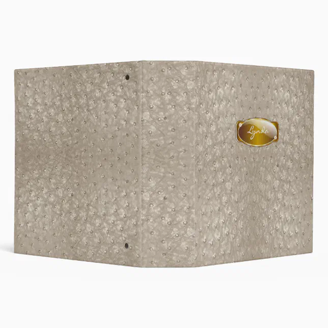 Elegant Tan Ostrich Leather Look All Purpose 3 Ring Binder | Zazzle
