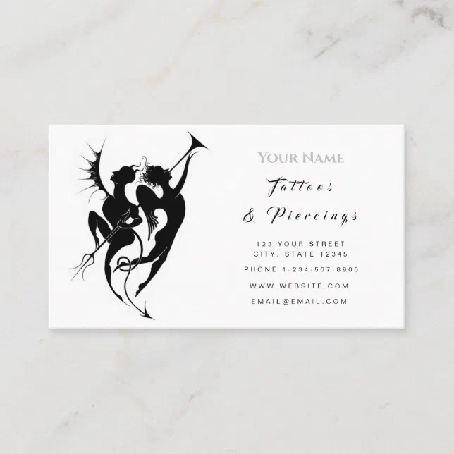 Elegant Tattoos and Piercings Business Card | Zazzle