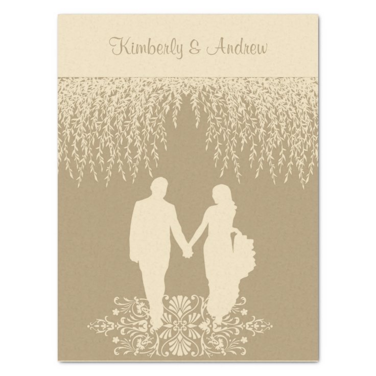 Elegant Taupe Newlywed's Silhouette Tissue Paper | Zazzle