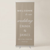 Elegant Taupe Wedding Welcome Retractable Banner | Zazzle