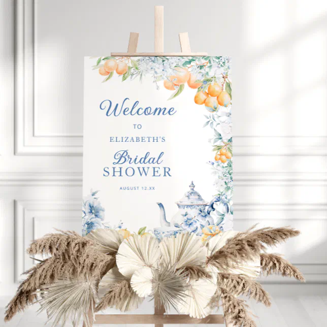 Elegant Tea Pot Bridal Shower Welcome Foam Board | Zazzle