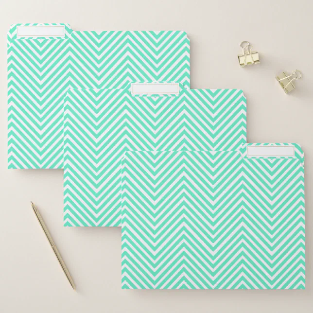Elegant Teal and White Abstract Chevron Pattern File Folder | Zazzle