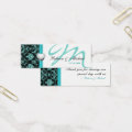 Elegant Teal Blue / Black Damask Favor Tags | Zazzle