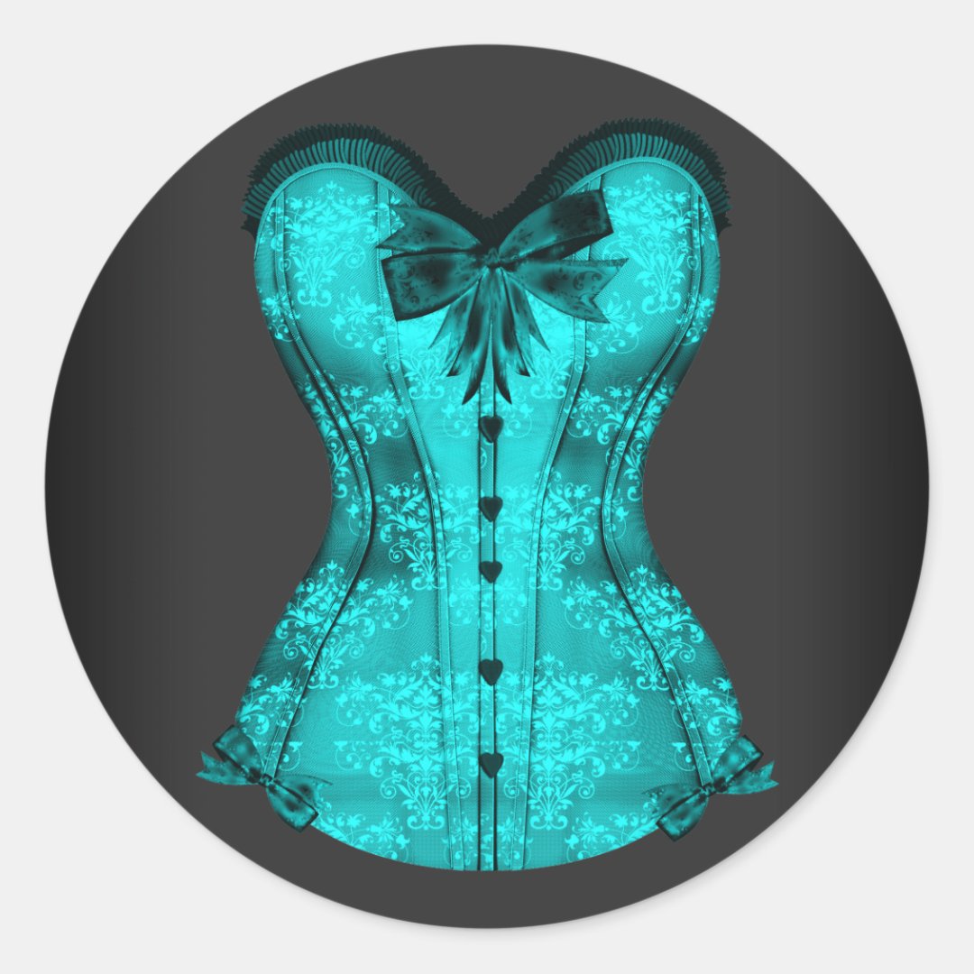 Elegant Teal Blue Corset Stickers | Zazzle