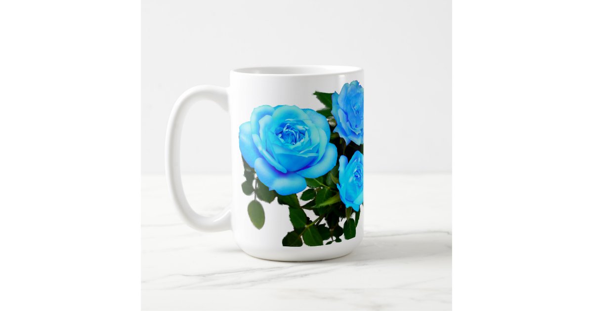 Elegant teal blue roses blue floral blue flowers coffee mug | Zazzle
