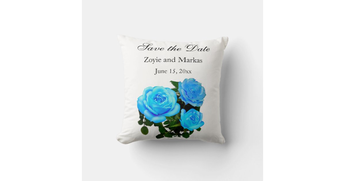 Elegant teal blue roses blue floral blue flowers throw pillow | Zazzle