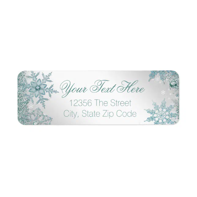 Elegant Teal Blue Snowflake Label | Zazzle