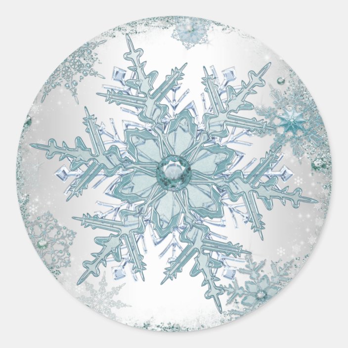 Elegant Teal Blue Snowflake Stickers | Zazzle.com