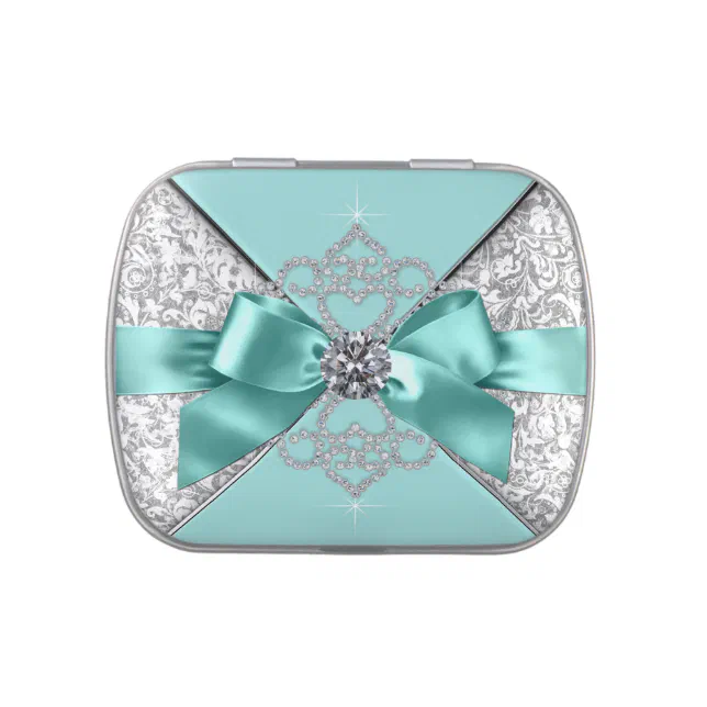 Elegant Teal Blue Sweet 16 Birthday Party Candy Candy Tin | Zazzle