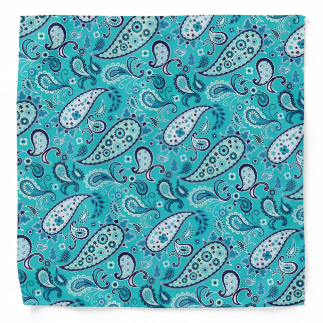 Elegant Teal Floral Paisley Bandana | Zazzle